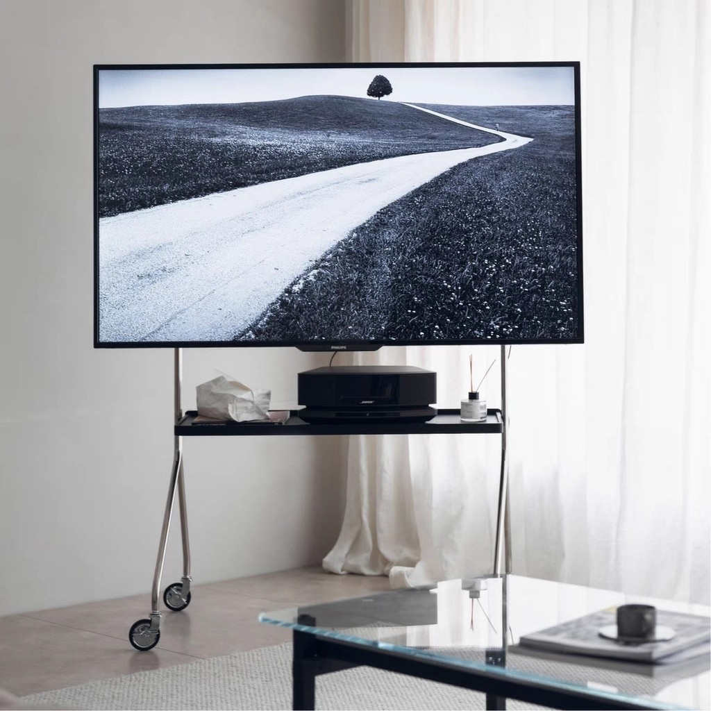 Light Luxury Stainless Steel with Wheels Screen Rack Simple Style ...