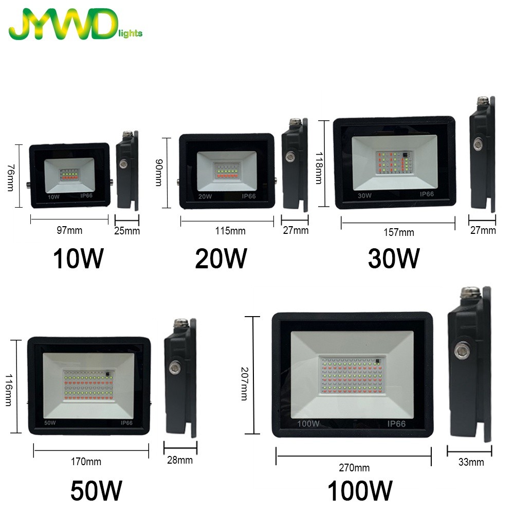 (JJ)RGB LED Floodlight 10W 20W 30W 50W 100W IP66 Waterproof Outdoor Wall Light Flood Light ...
