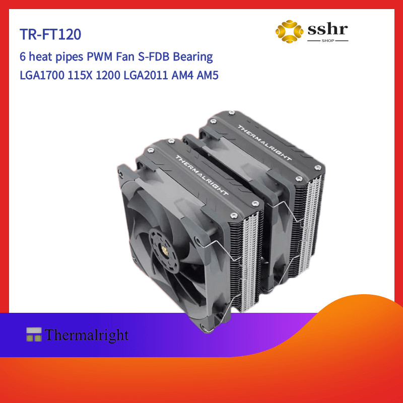 Thermalright FT120 6 AGHP HeatPipe CPU Cooler Dual Tower 4pin PWM Pure ...