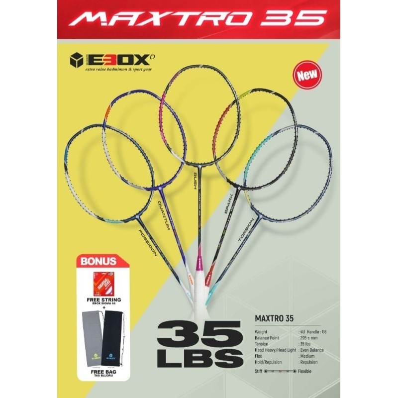 Ebox MAXTRO 35LBS 35 LBS ORI Badminton Racket | Shopee Malaysia