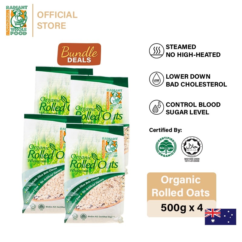 [Family Pack] Radiant Organic Rolled Oats (500g x 4 Packs) | Shopee ...