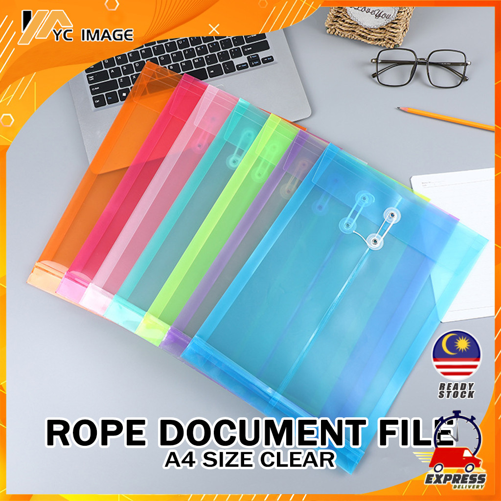 𝐑𝐞𝐚𝐝𝐲 𝐒𝐭𝐨𝐜𝐤 A4 Size Rope Document File Clear/Solid Colour (Vertical ...