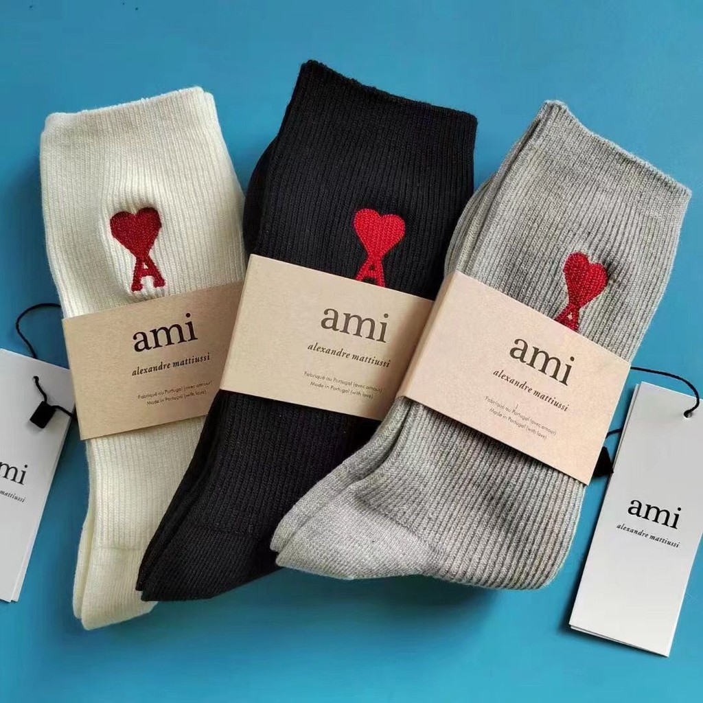 Red Peach Amy Socks Love Embroidered Letters Four Seasons Simple Couple ...