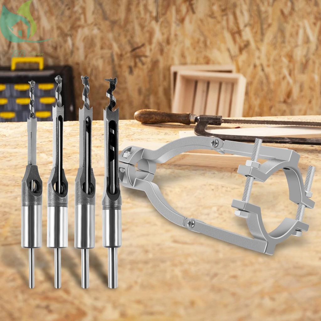 Square Hole Drill Bit Adapter with 4 Drill Bits Carbide Square Hole ...