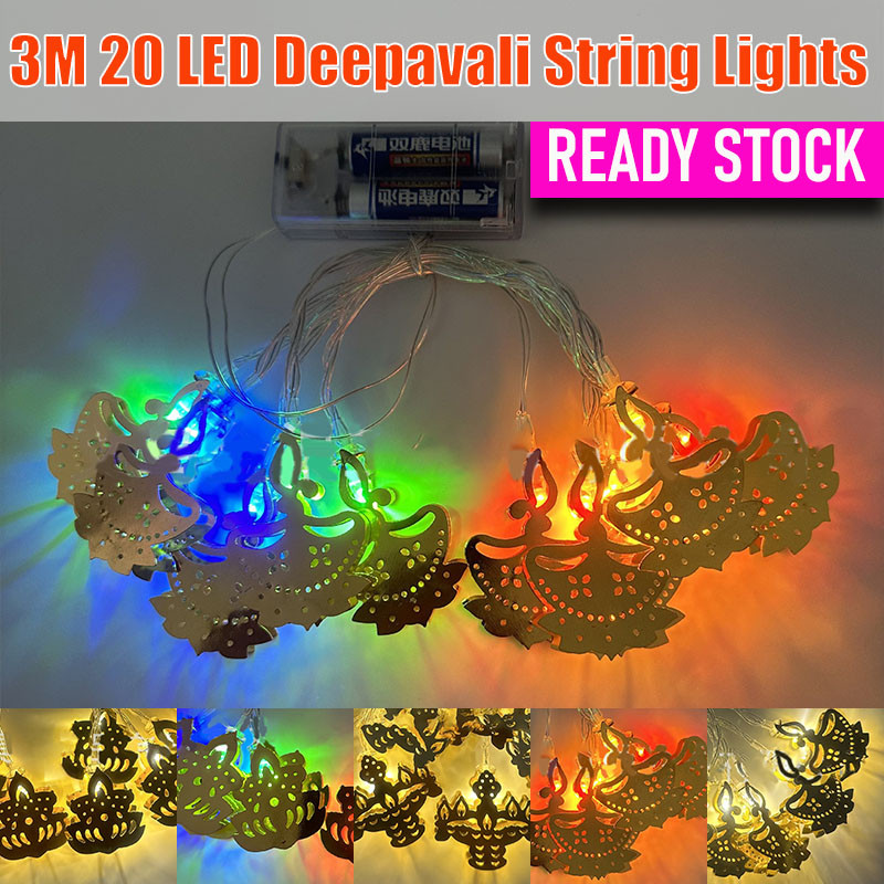 2024 New Deepavali Decoration String Lights USB & Battery Diwali Gilded Iron Craft LED Fairy ...