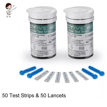 EXACTIVE EQ SIMPLE Blood Glucose 50pcs Test Strips + Lancets 50pcs ...