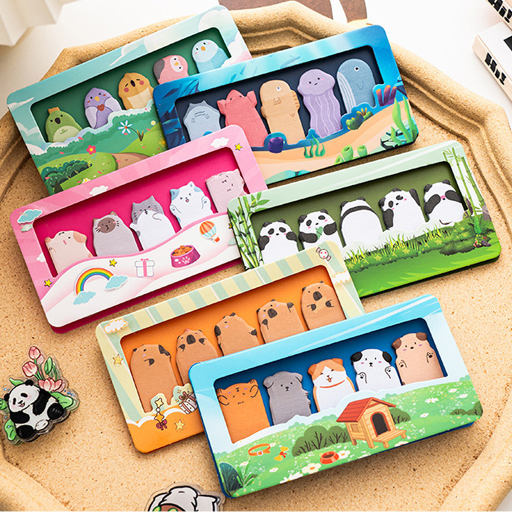 150 Sheets/set Cartoon Animals Sticky Notes Classified Indexing ...