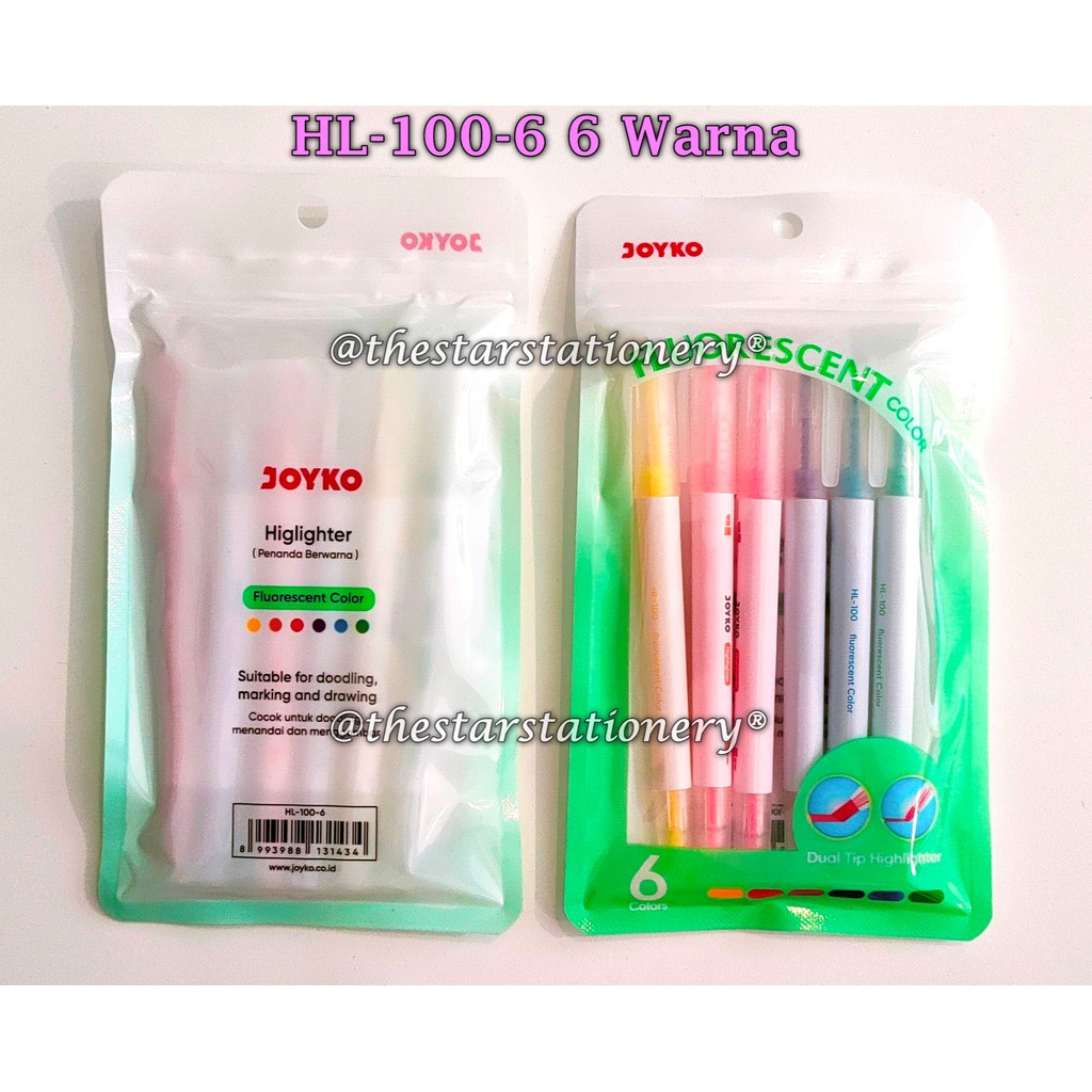 (1 Set/6 Colors) WHOLESALE Highlighter Joyko HL-100-6 6 Colors / Joyko ...