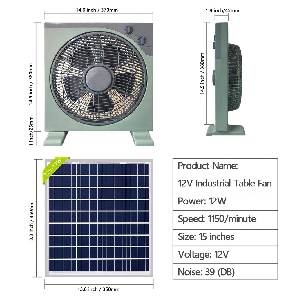 DC solar air fan mini exhaust box fan 12 'reka bentuk mudah air cooling ...
