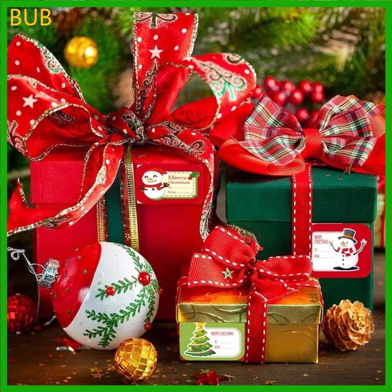 BUB 100pcs Merry Christmas Stickers Writable Name Tags Xmas Sticker ...