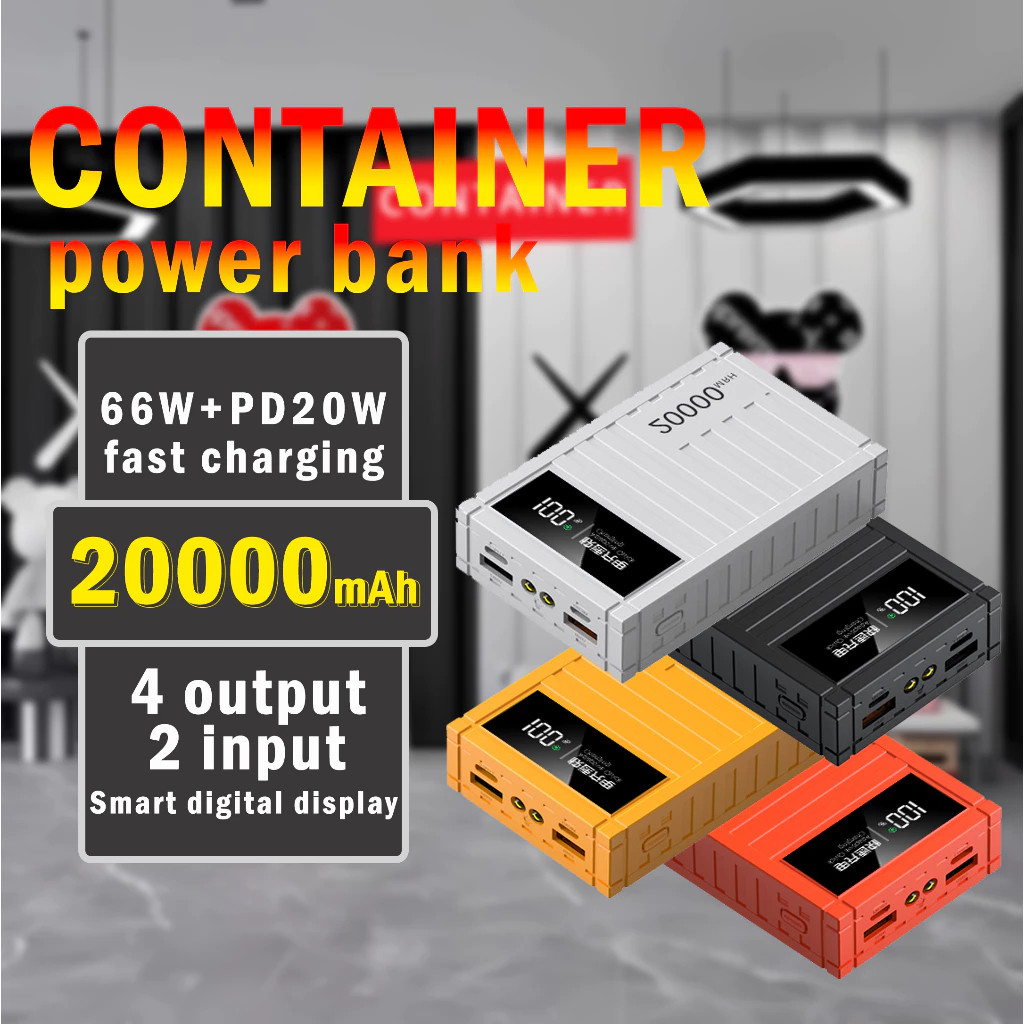 NEW Container Design Power Bank 20000mAh Charging Cable Large Capacity ...