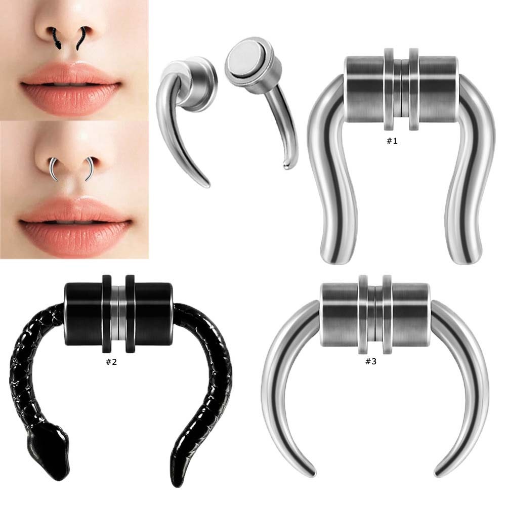 1 Piece Snake Shape Magnet Stainless Steel Nose Ring No Piercing ...