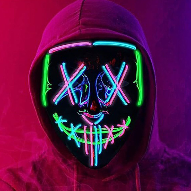 [XXNZMM] Cyberpunk LED Neon Mask Adults Masque Grow In The Dark Masks ...
