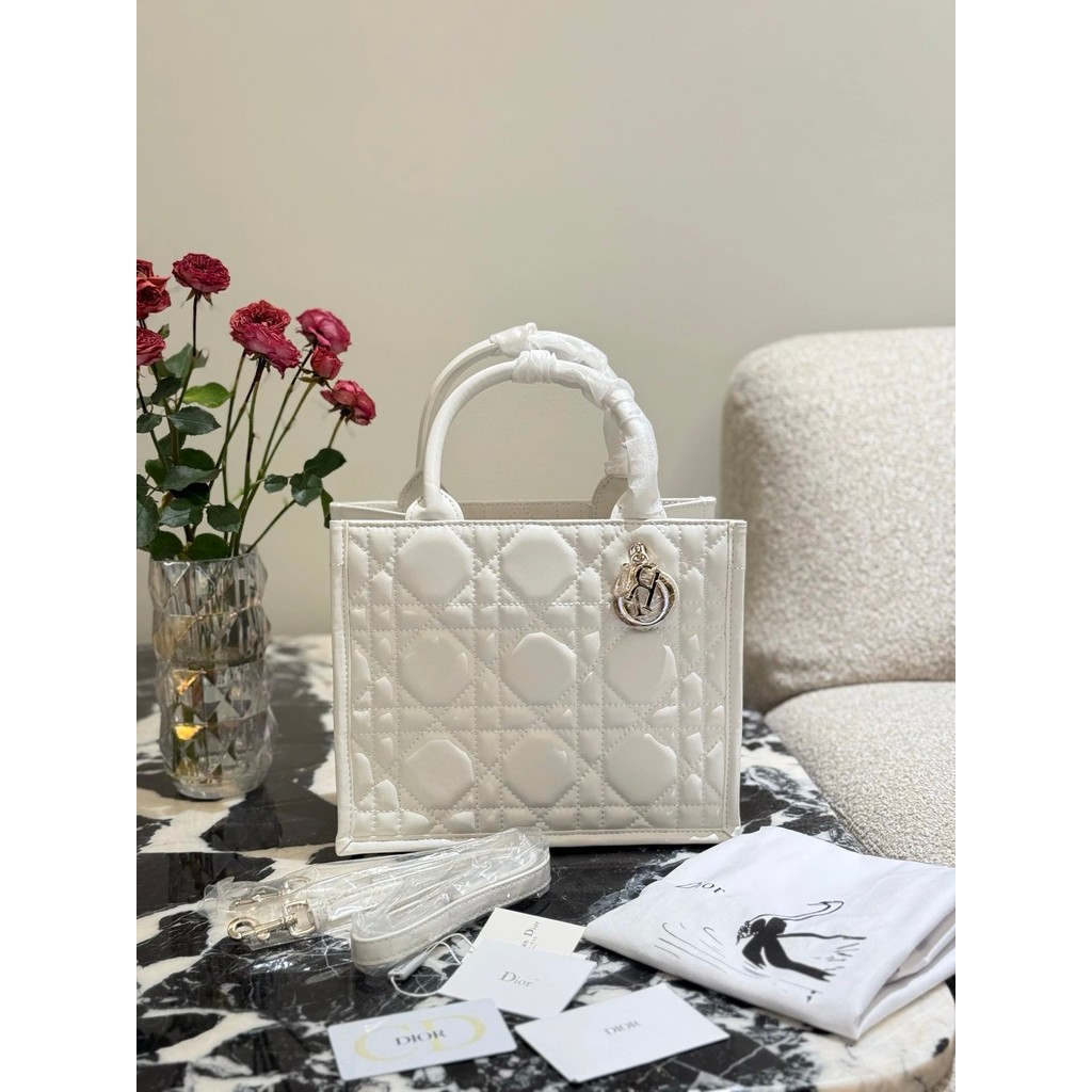 Dior BookTote Diamond Tote Bag CD Briefcase Underarm Bag Computer Bag ...