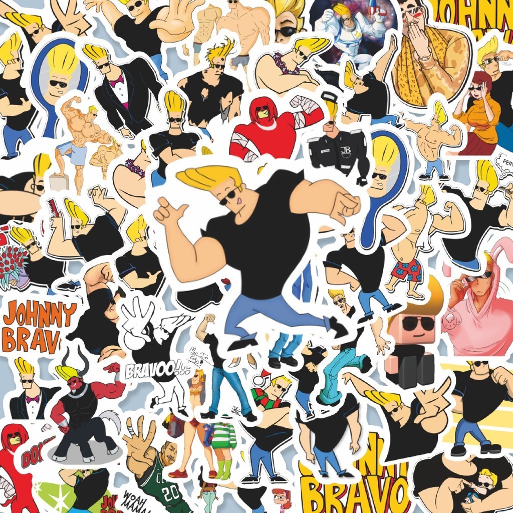 100PCS Cute Cartoon Johnny Bravo Aesthetic Stickers Waterproof Stickers ...