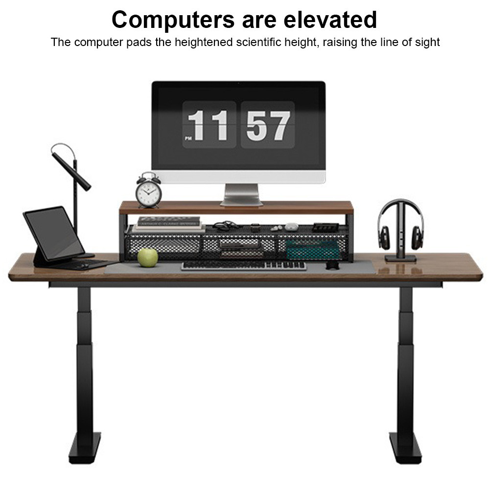 2-Tier Computer Monitor Stand Riser with Drawer Computer Stand Office ...
