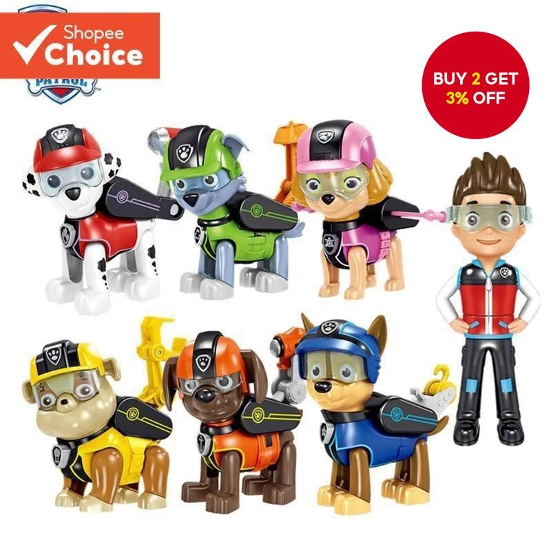 7pcs/8pcs Deformation Paw Patrol Ryder Skye Action Figure Doll Toy ...