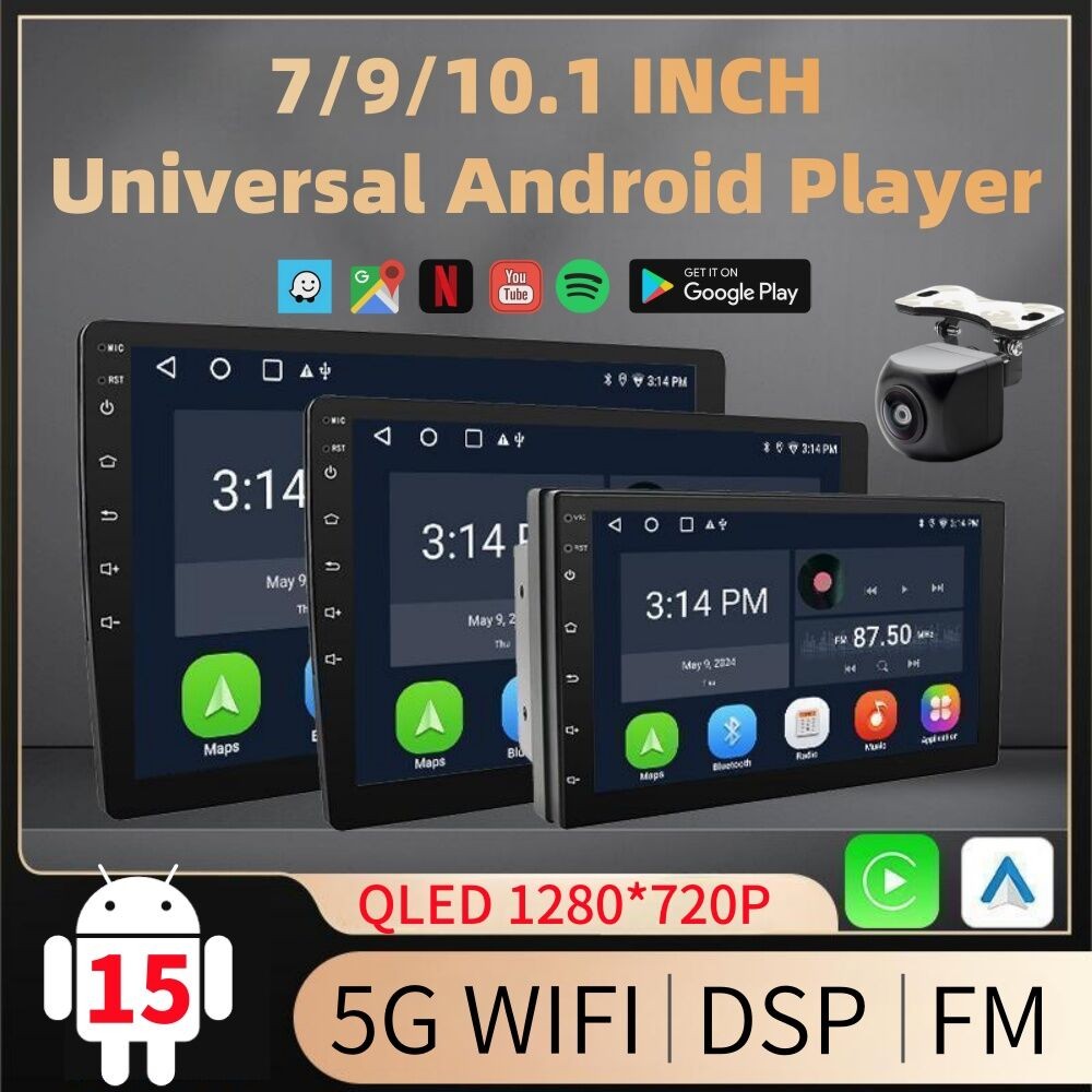7 9 10inch Universal Android Player Qled 1280 720p 2din Android 15