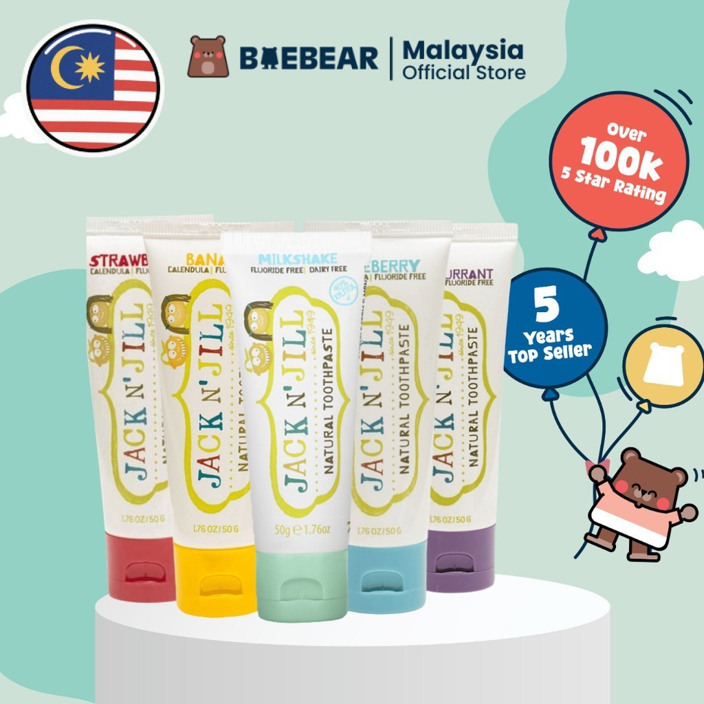 Jack N' Jill Toothpaste (Flavour-Free, Straw/Blue/Raspberry, Bubblegum ...