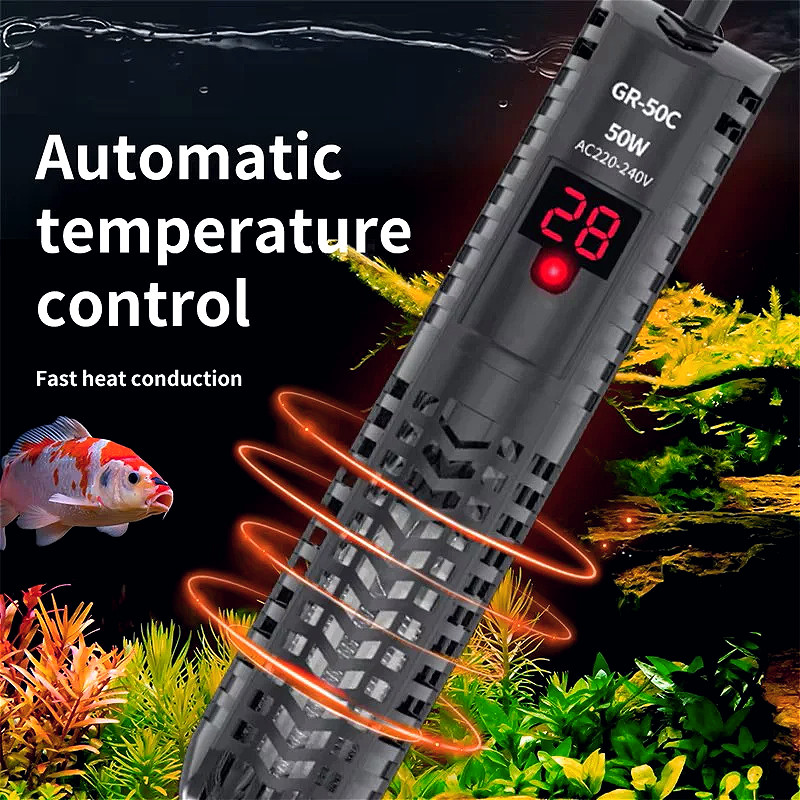 Aquarium Submersible Heater Fish Tank Digital Heating Rod Adjustable ...