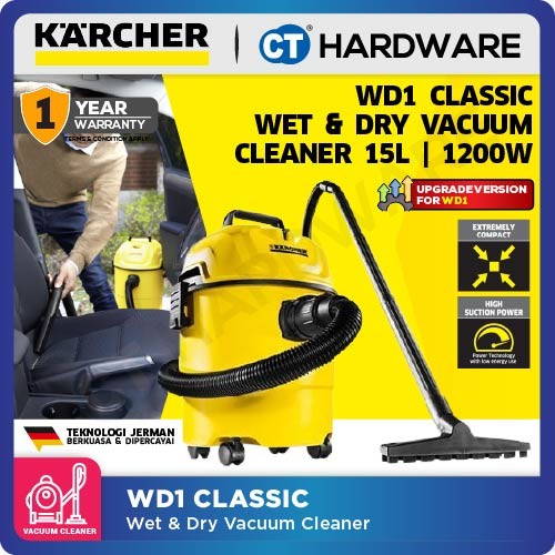 KARCHER WD1 CLASSIC WET & DRY MULTI-PURPOSE VACUUM CLEANER 15L | 180 ...