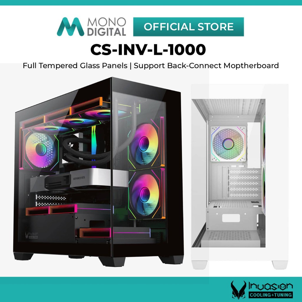 INVASION M-ATX L-1000 TG GAMING CASE WITH FULL TEMPERED GLASS PANELS ...