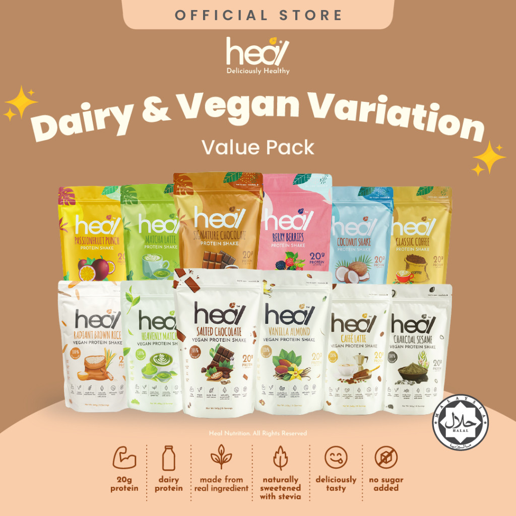 Heal Protein Shake Powder Pack Whey Protein/Pea Protein/Plant Based ...