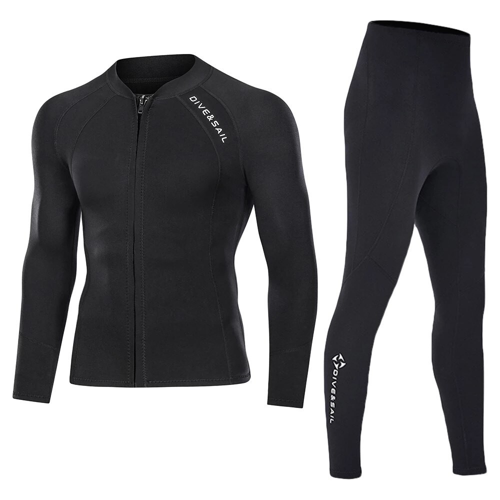 2MM Neoprene Wetsuit Diving Jacket & Diving Pants 2 Pieces Set Men ...