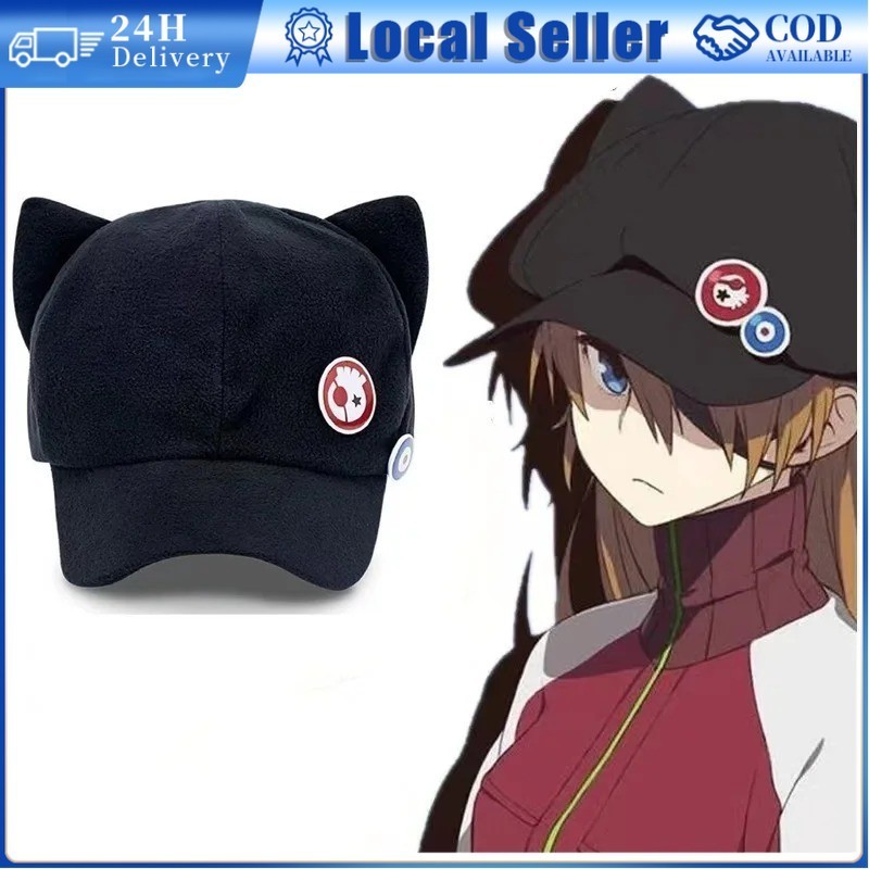 Cartoon Cat Ear Baseball Cap Anime Neon Genesis Evangelion EVA Asuka ...