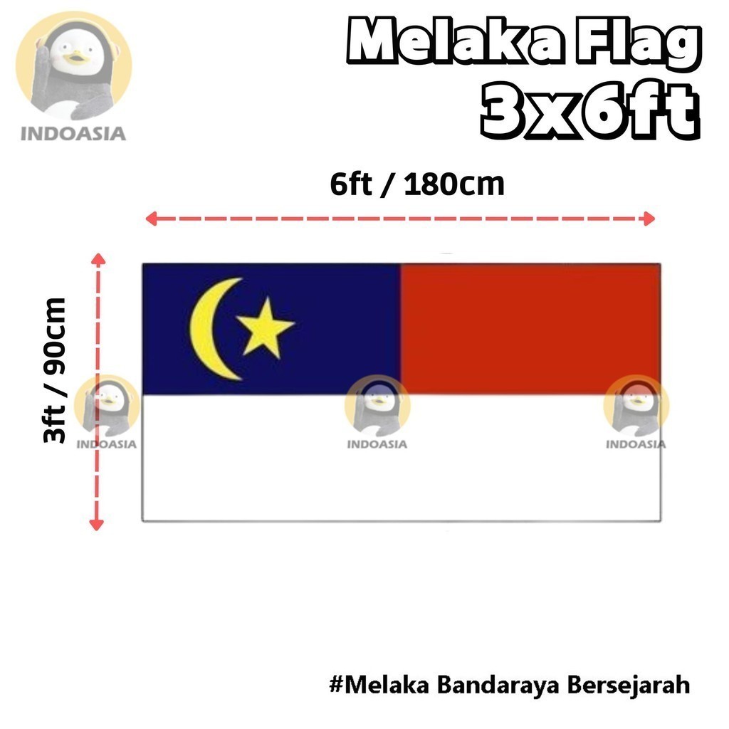 Melaka Flag 2x4ft /3x6ft /2x8ft Nylon Polyester Melaka Bandaraya ...
