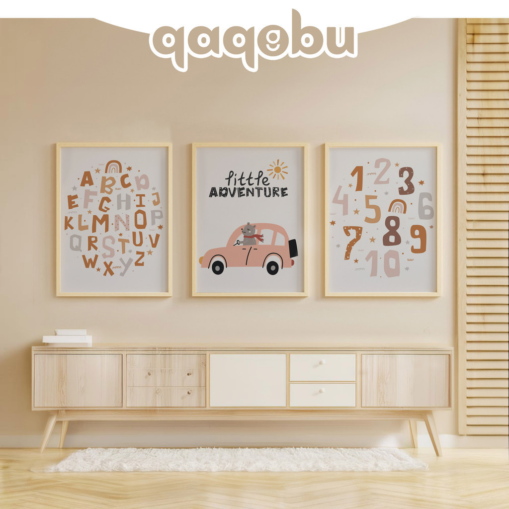 KAYU Package of 3 PCS Wooden Frame Posters A3 Alphabet Posters ...