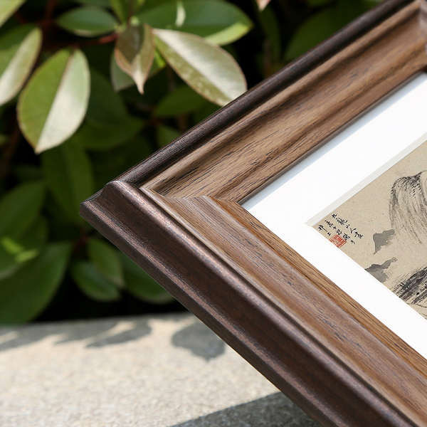 frame gambar besar frame gambar aesthetic Bingkai foto walnut hitam retro gaya Eropah Bingkai ...