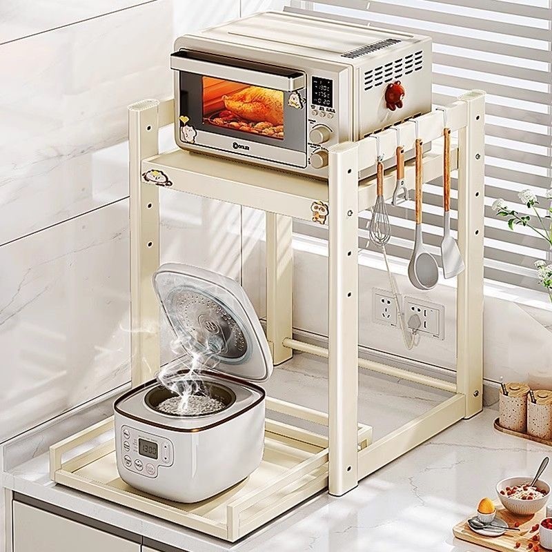 Kitchen oven rack Pullable Rice Cooker Shelf Countertop with Wheels ...