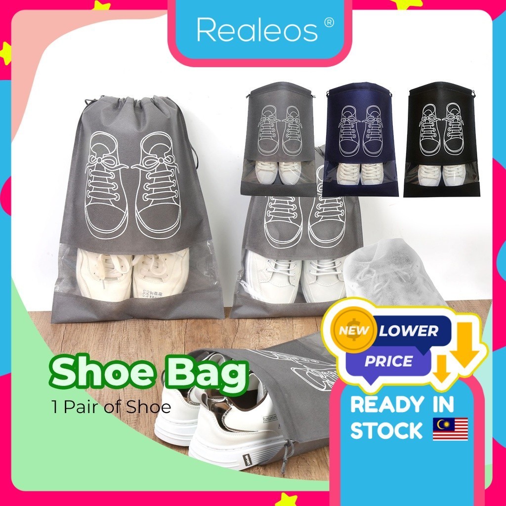 Realeos Travel Shoe Bag Dustproof Shoes Storage Portable Drawstring ...
