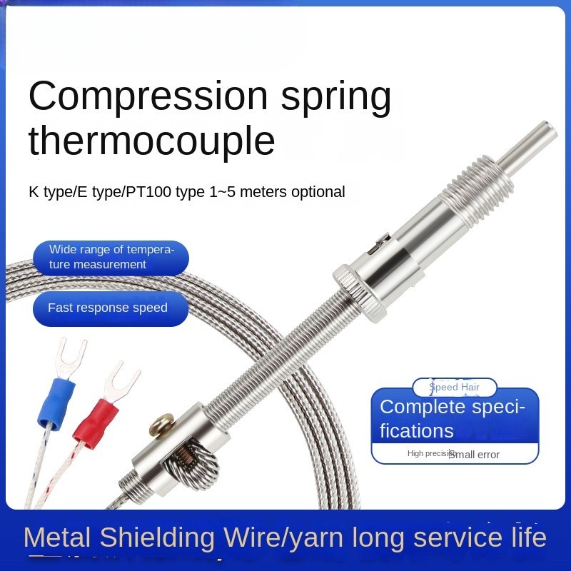 K Type E Type M12 Pressure Spring Type Thermocouple Temperature Sensor ...