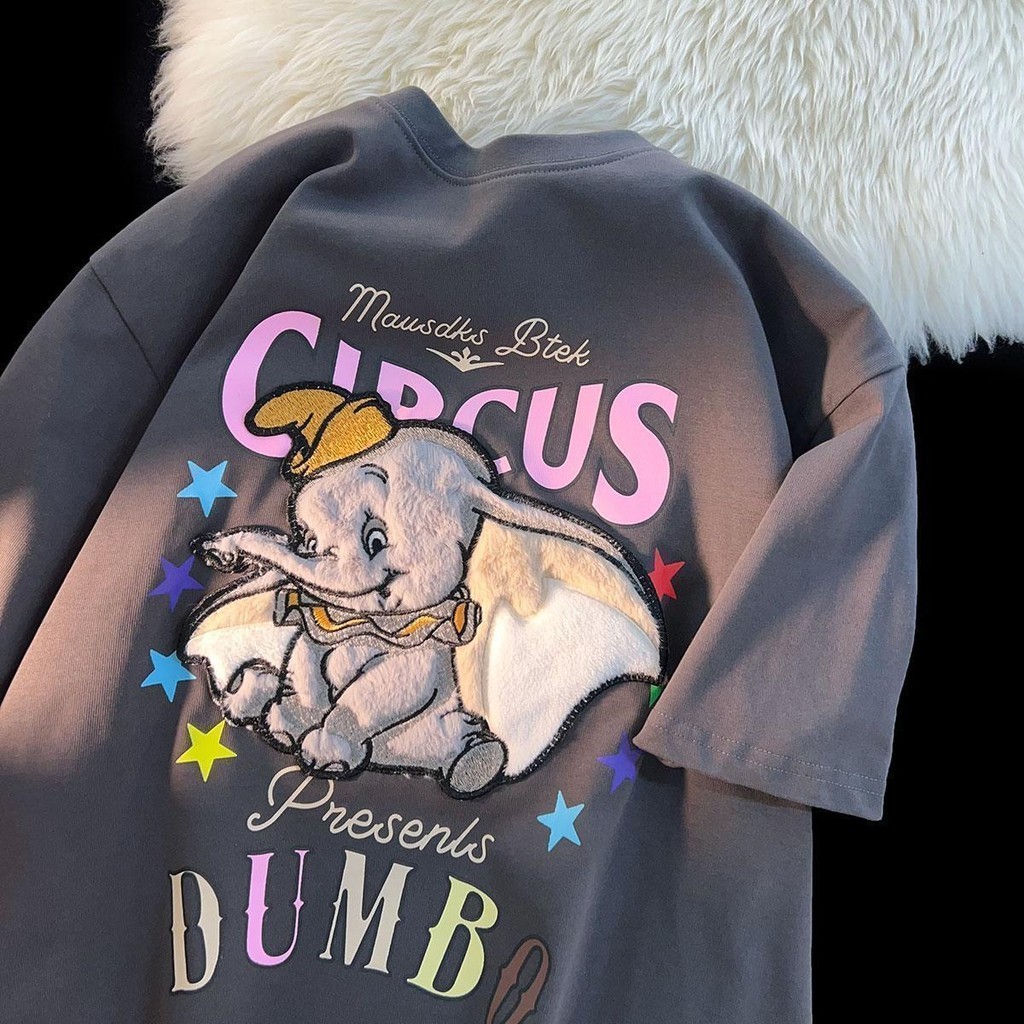 Dumbo Letter Cartoon T-shirt Women's Slim-fit Printed Loose All-match ...