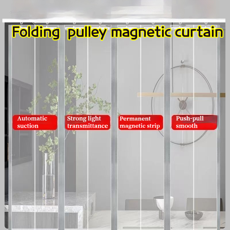 Sliding Folding Magnetic Door Curtain Air Conditioner Transparent ...