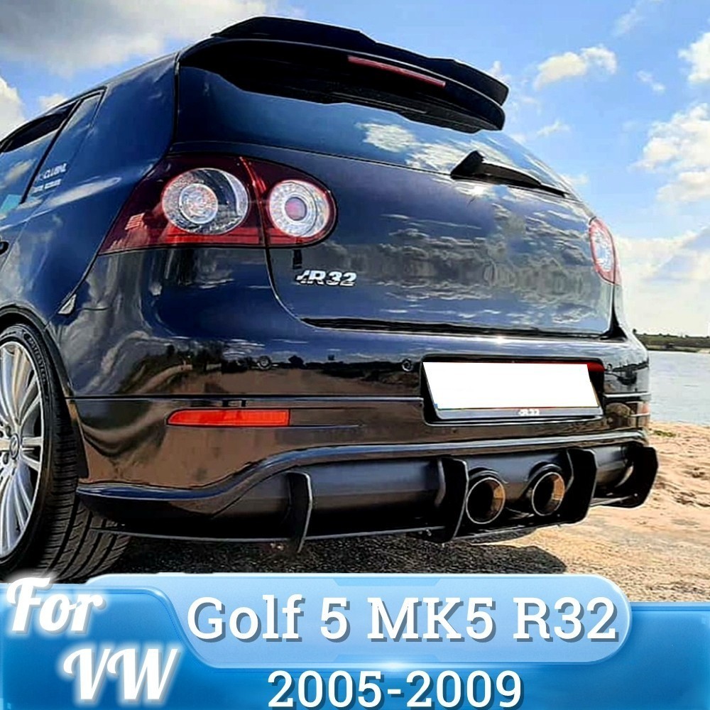 ABS Black Car R32 Rear Diffuser Lip Rear Side Splitters For VW For Golf ...