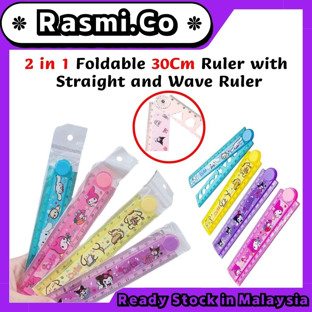 Ready Stock !!! 2in1 Foldable 30cm Sanrio Ruler Kuromi Melody ...