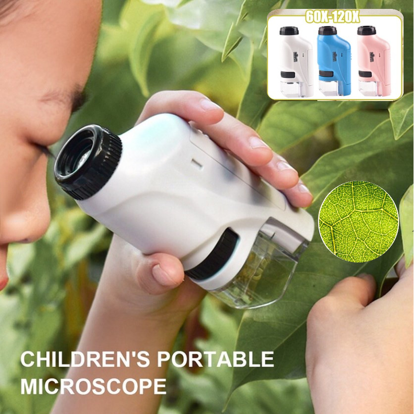 Mini Microscope Handheld LED Light Portable Microscope 200X Zoom ...