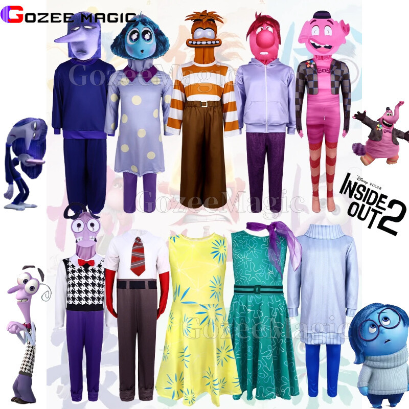 Inside Out 2 Halloween Cosplay Costume Joy Disgust Anger Fear Sadness ...