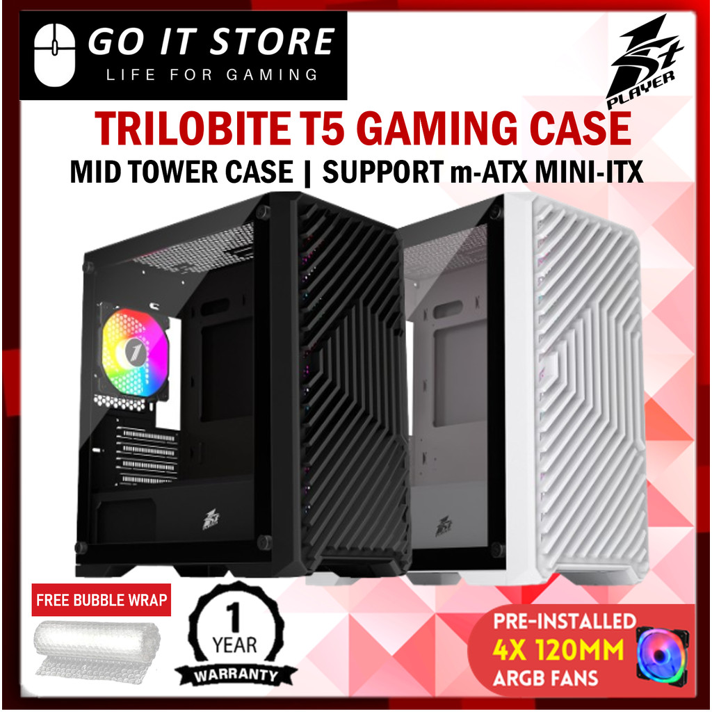 1st Player T5 Mid Tower Case Gaming Case Chassis Casing PC Cases with 4 ...