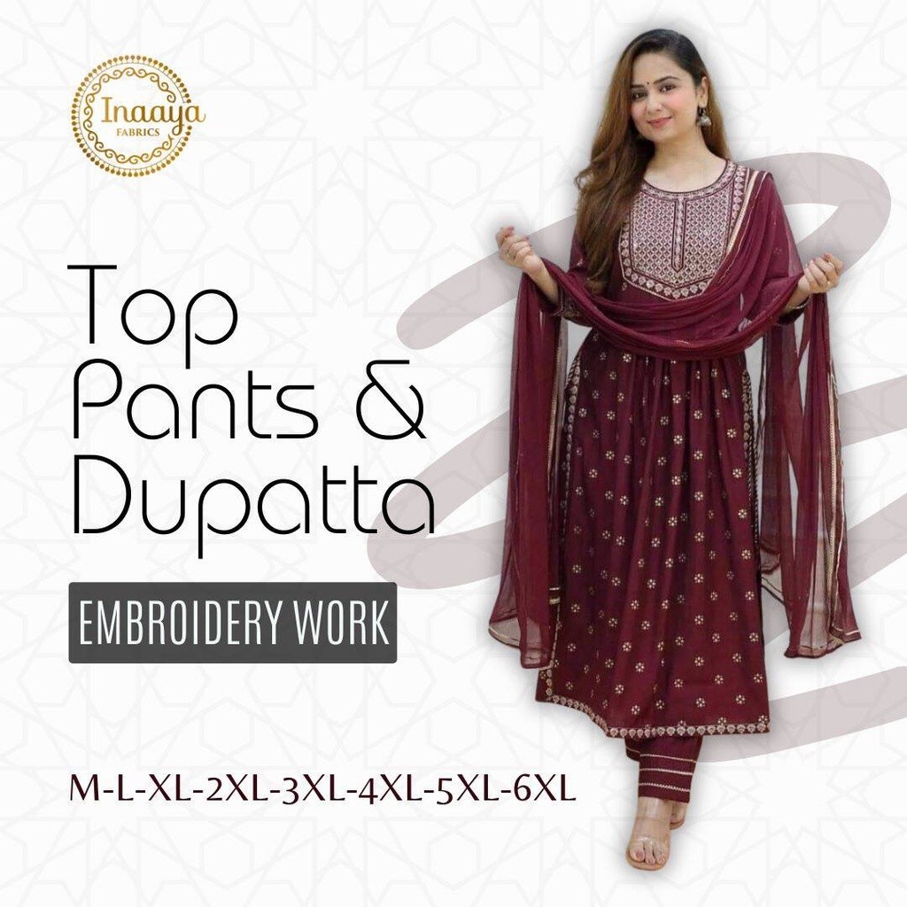 Punjabi Embroidery Work Naira Cut Top, Pants & Dupatta | Shopee Malaysia