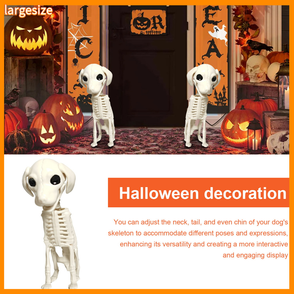 largesize| Halloween Dog Skeleton Display Spooky Dog Skeleton Decor ...