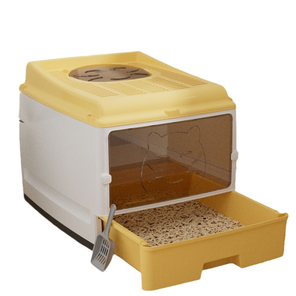 Oversized Fully Enclosed Litter Box Drawer Double Door Upgraded Cat ...
