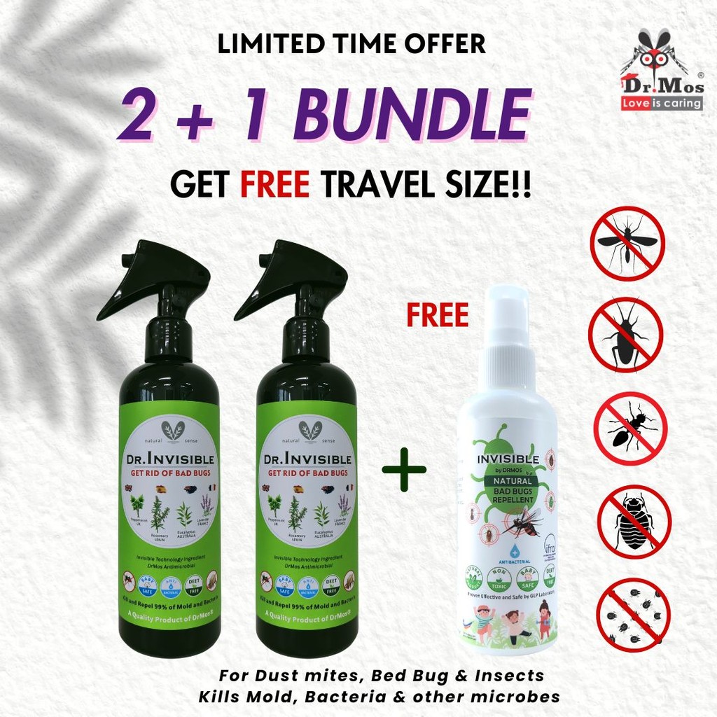 DRMOS Spray 2 + 1 Bundle Bad Bugs Repellent Spray Penghalau serangga ...