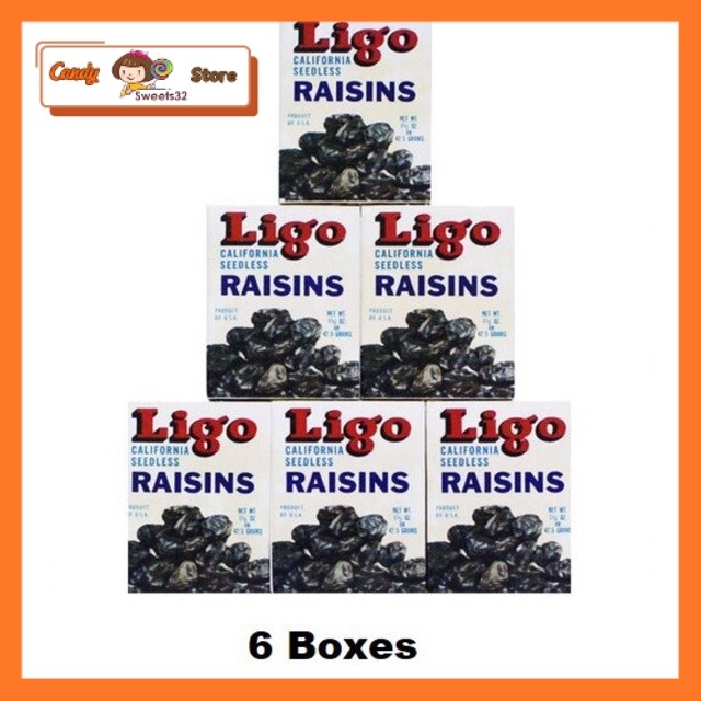 [ 6 pack ] X 30gm Ligo California Seedless Raisins (black / hitam ...