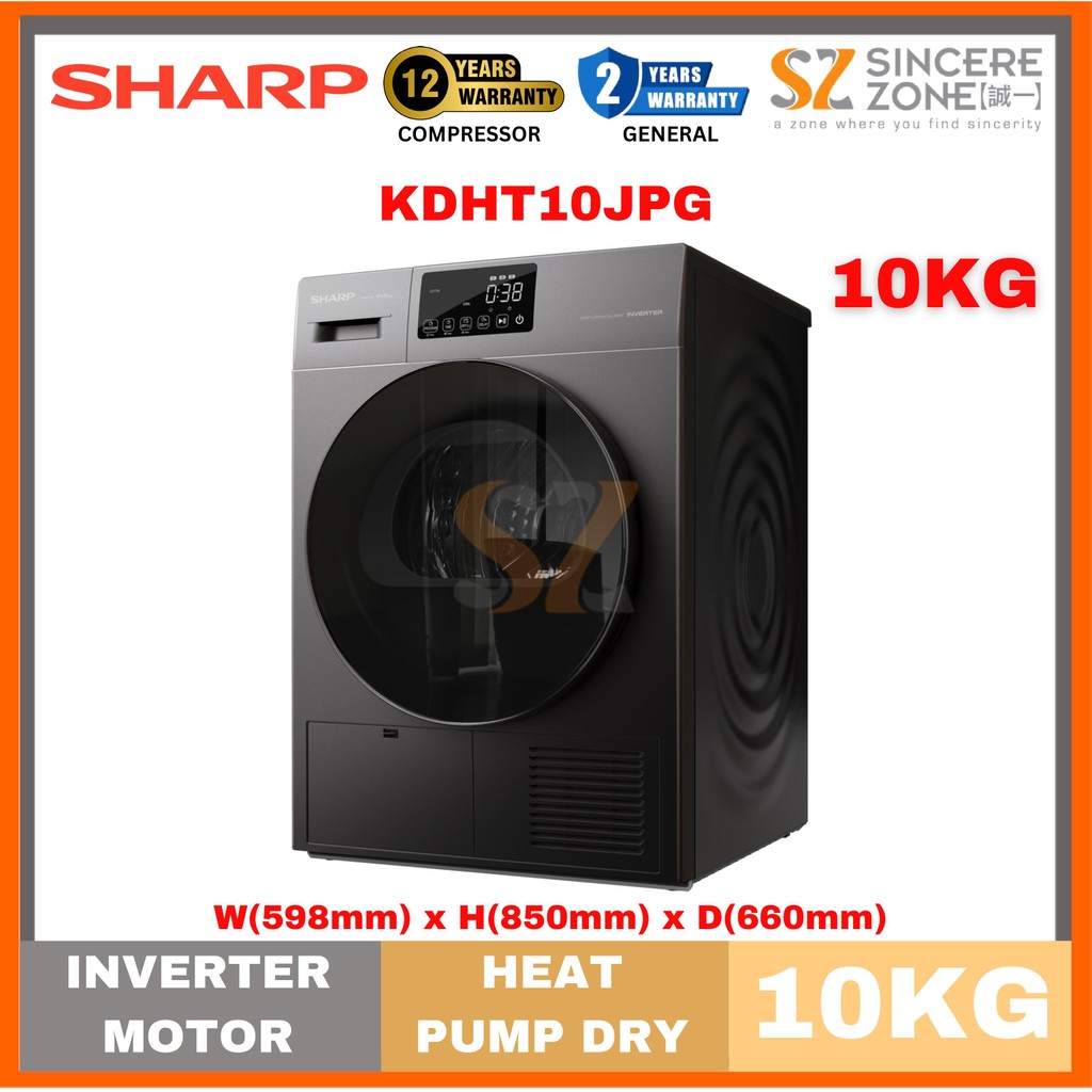 SHARP KDHT10JPG 10KG Full Auto Front Load Heat Pump Dryer I Child ...
