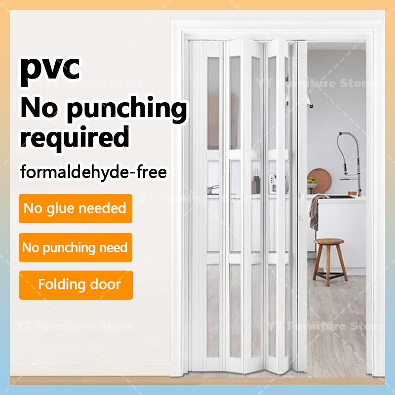 Custom Punch-Free PVC Folding Door Sliding Open Kitchen Sliding Door ...