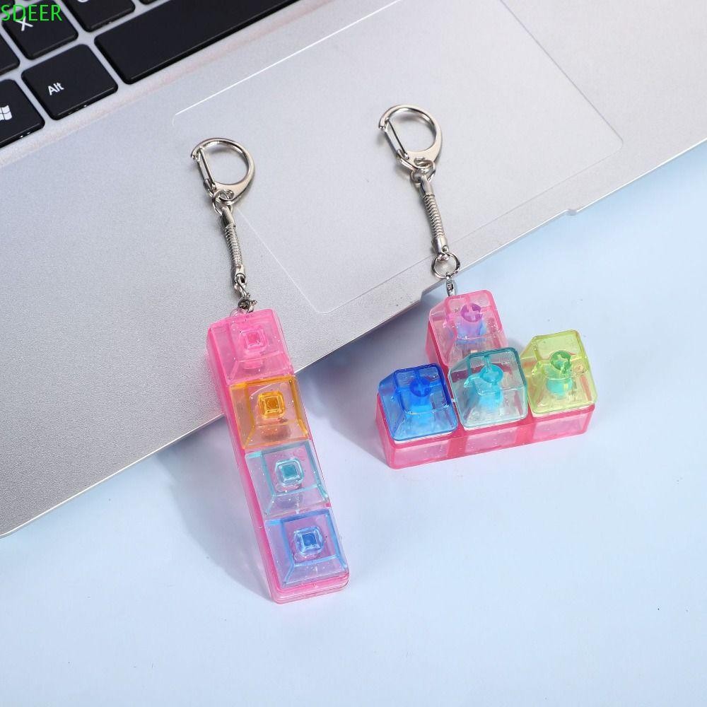 SDEER Button Keychain Toy, Mechanical Keyboard PVC Fingertip Button ...